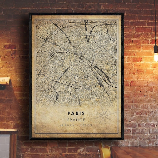 Paris Map Art - Etsy
