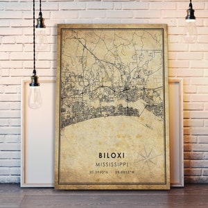 Biloxi Map Print | Biloxi Map | Mississippi Map Art | Biloxi City Road ...