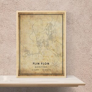 Flin Flon Map Print Flin Flon Map Manitoba Map Art Flin | Etsy