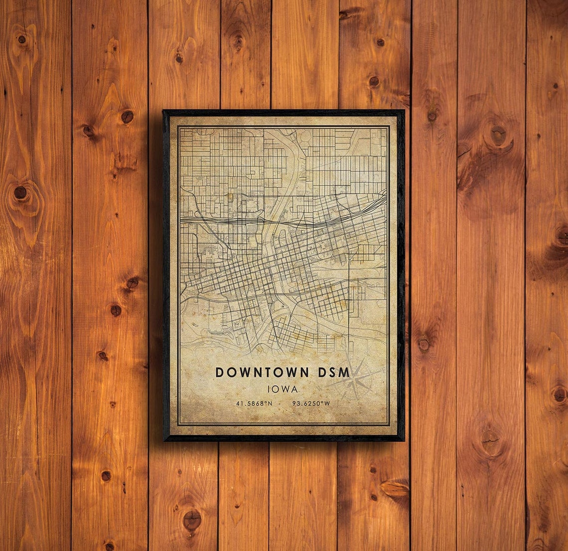 Downtown DSM Map Print Downtown DSM Map Iowa Map Art | Etsy
