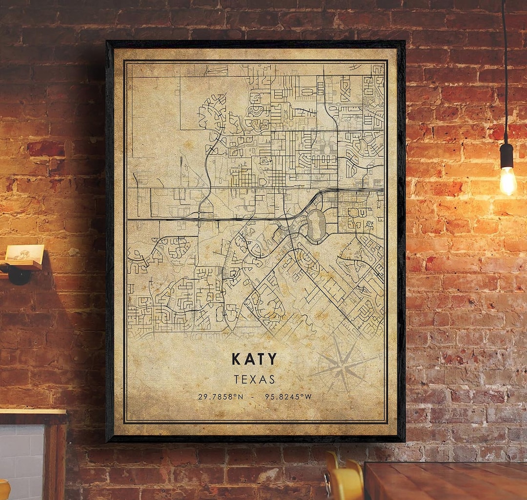 Katy Map Print | Katy Map | Texas Map Art | Katy City Road Map Poster ...