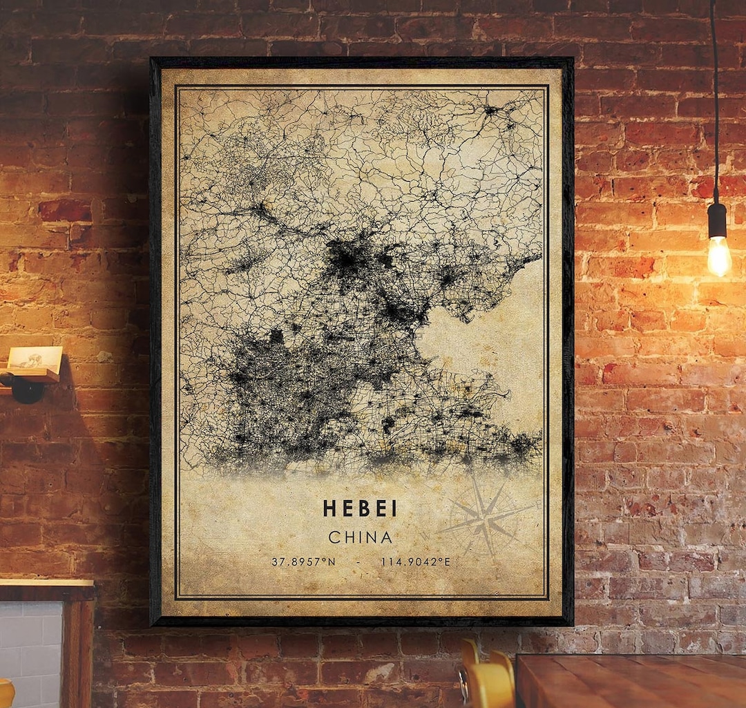 Hebei Map Print Hebei Map China Map Art Hebei City Road Map Poster ...