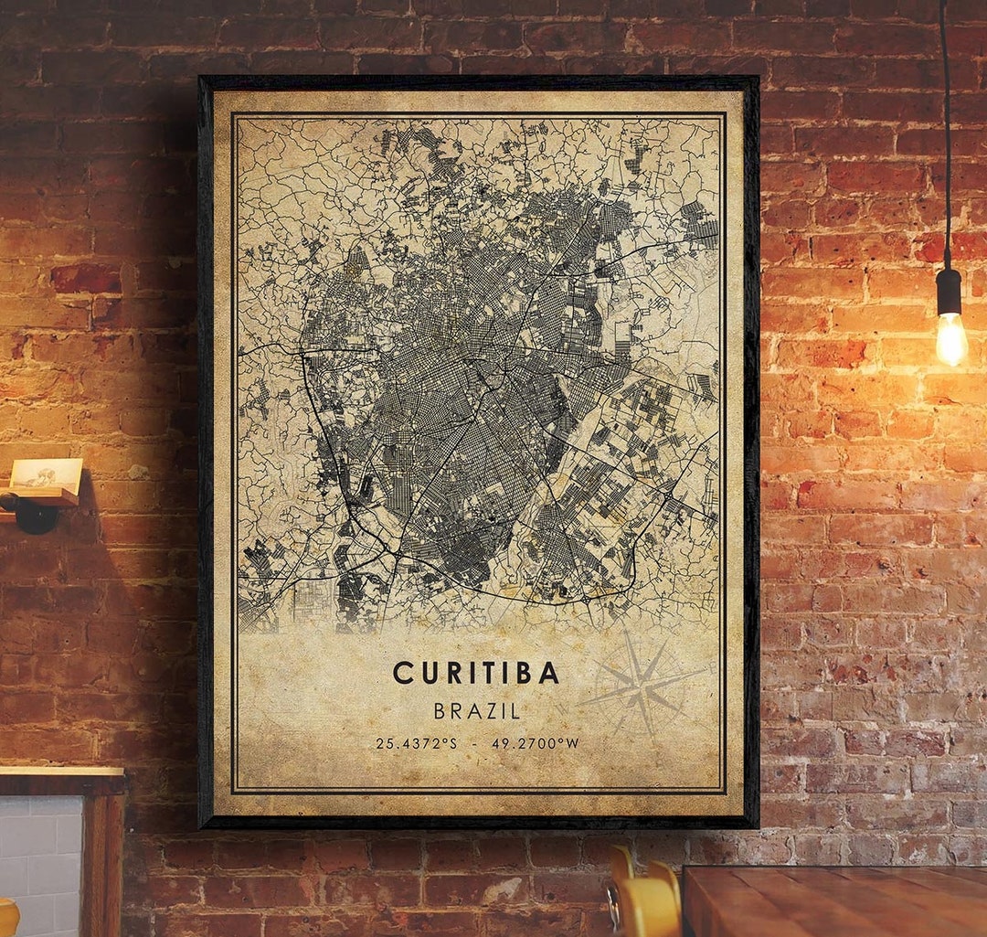 Curitiba Vintage Map Print | Curitiba Map | Brazil Map Art | Curitiba ...