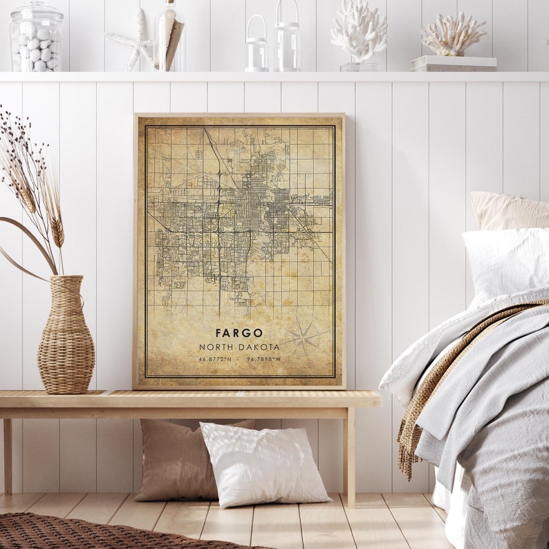 Fargo Vintage Map Print Fargo Map North Dakota Map Art - Etsy