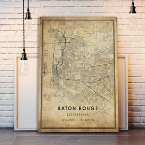 Baton Rouge Vintage Map Print | Baton Rouge Map | Louisiana Map Art ...