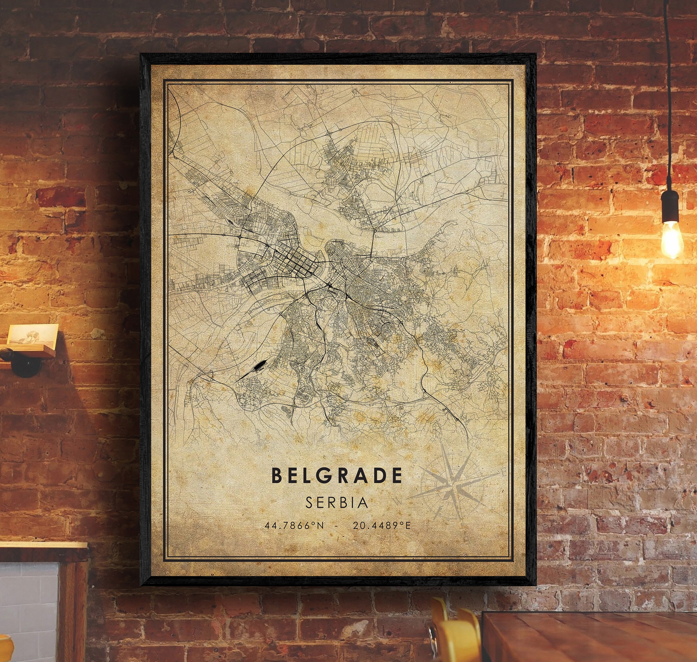 Belgrade Vintage Map Print Belgrade Map Serbia Map Art | Etsy