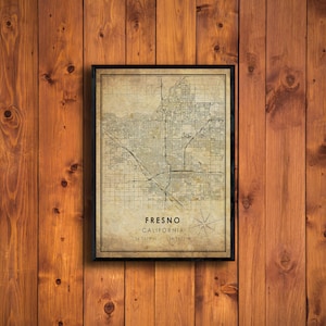 Fresno Vintage Map Print Fresno Map California Map Art | Etsy