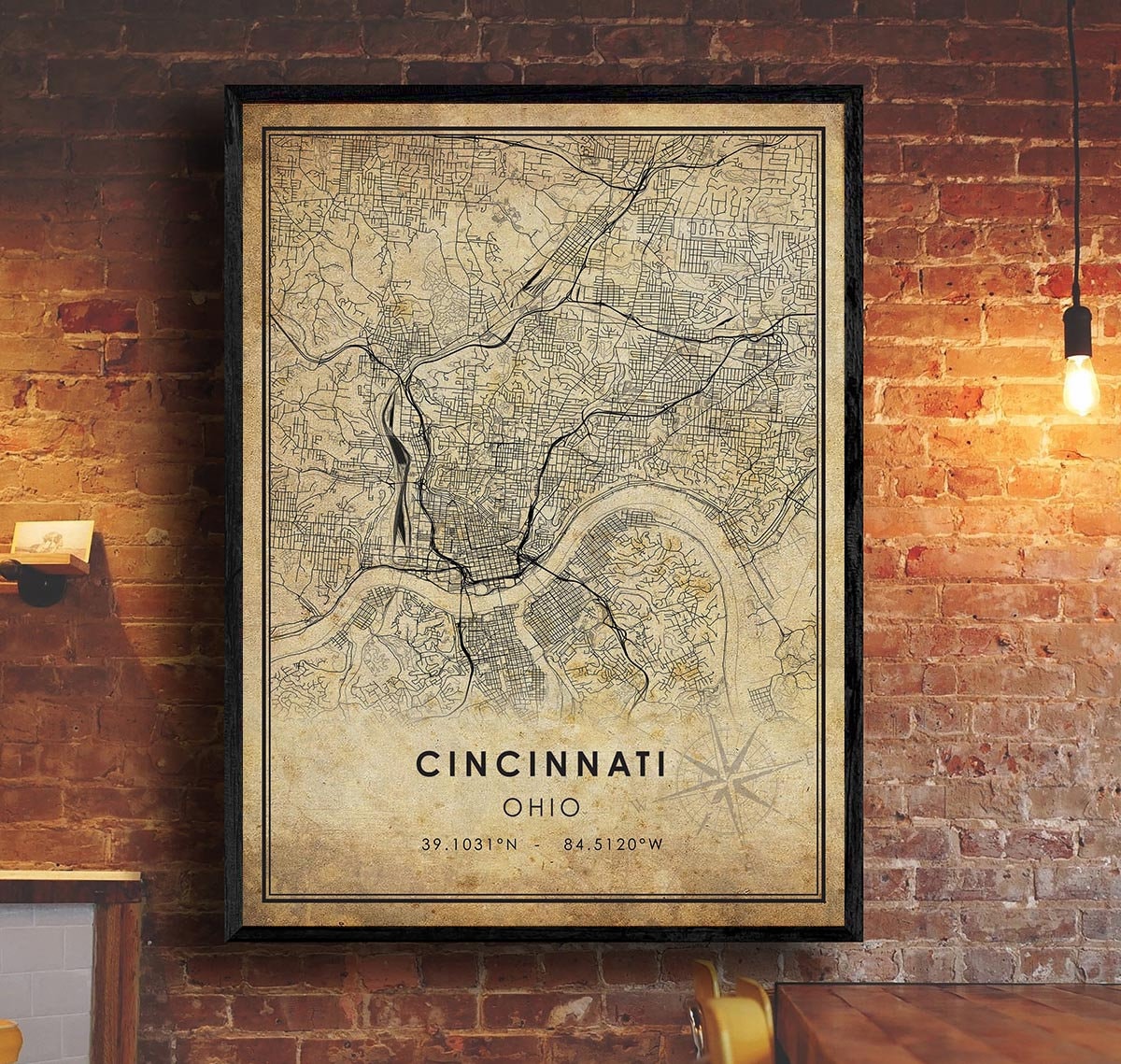 Cincinnati Vintage Map Print | Cincinnati Map | Ohio Map Art ...