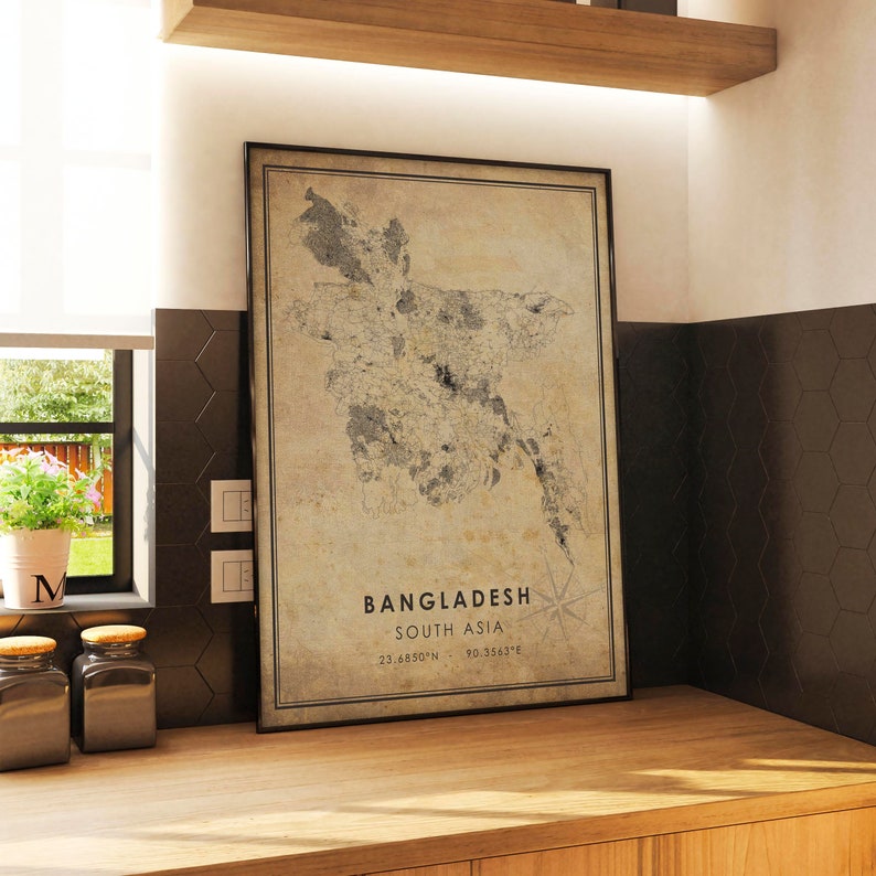Bangladesh Vintage Map Print Bangladesh Map Bangladesh Map - Etsy