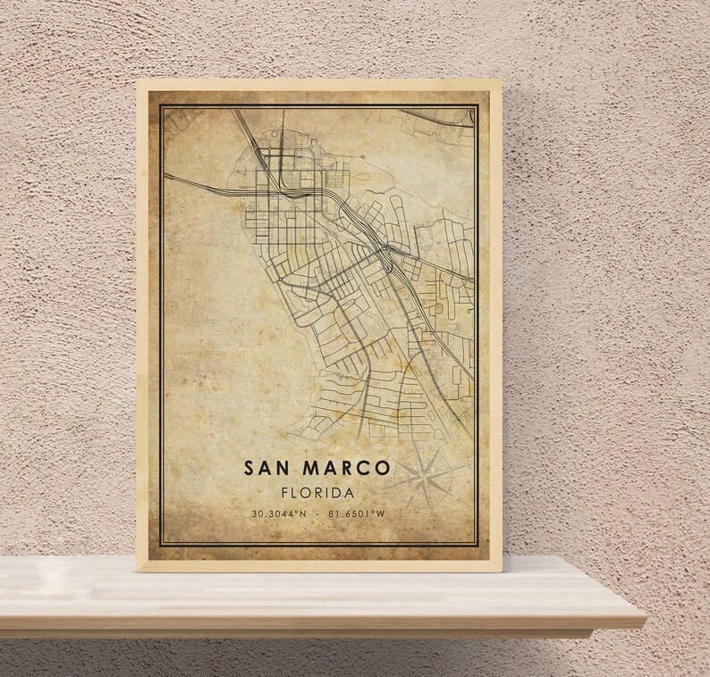 San Marco Vintage Map Print San Marco Map Florida Map Art | Etsy