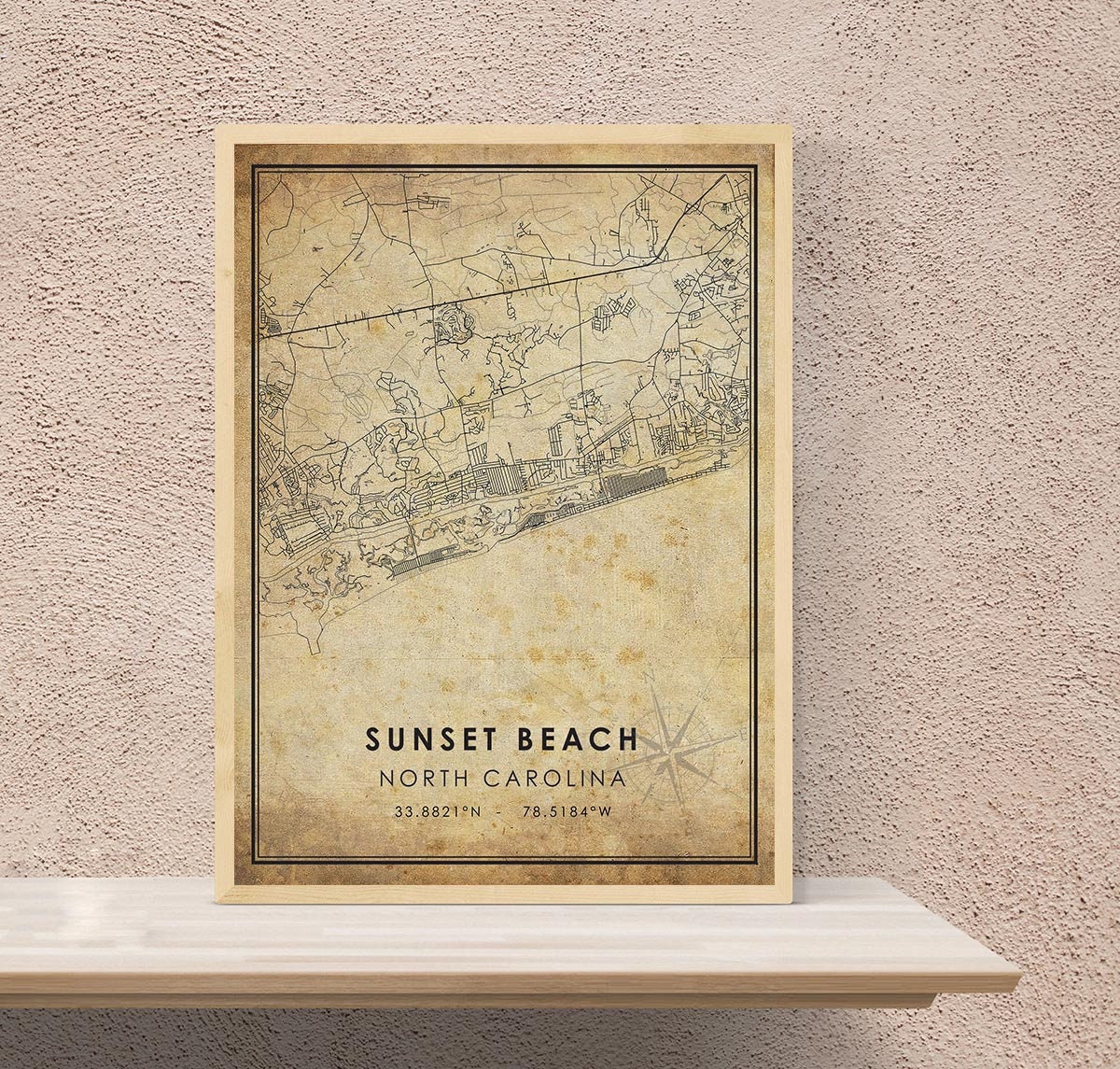 Sunset Beach Map Print Sunset Beach Map North Carolina Map - Etsy