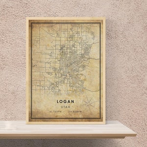 Logan Map Print Logan Map Utah Map Art Logan City Road | Etsy