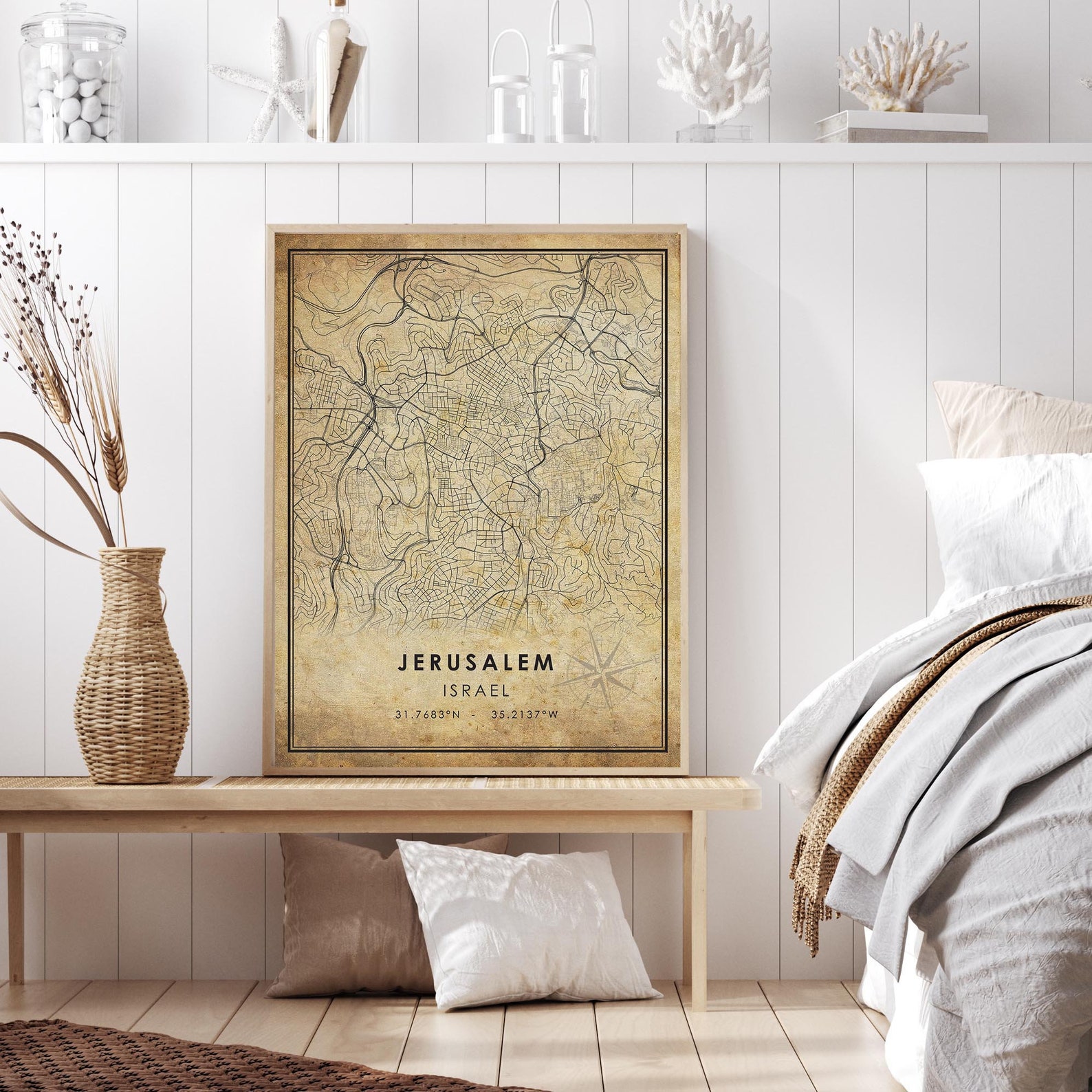 Jerusalem Vintage Map Print Jerusalem Map Israel Map Art - Etsy