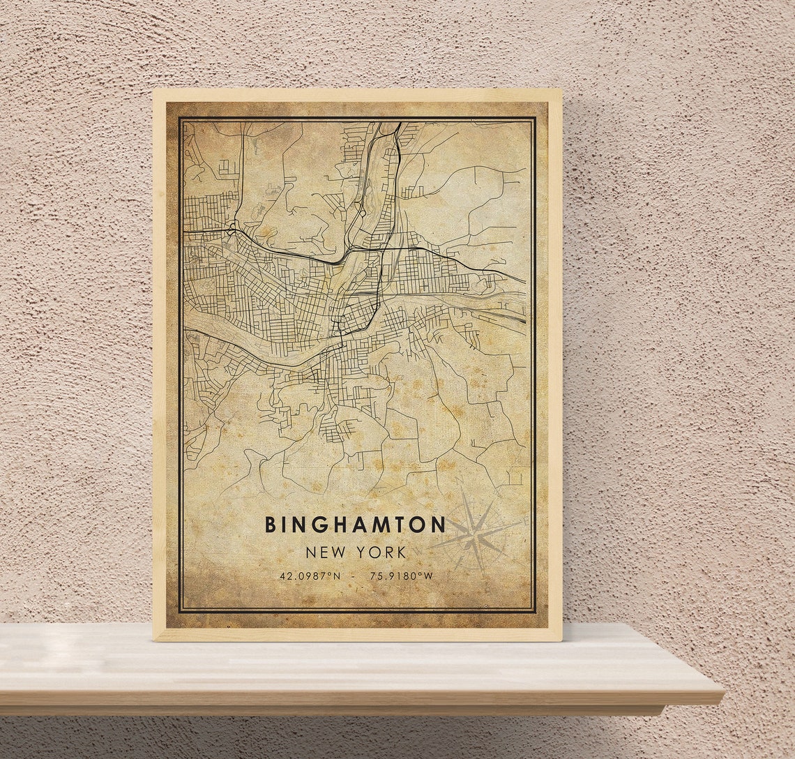 Binghamton Vintage Map Print Binghamton Map New York Map | Etsy