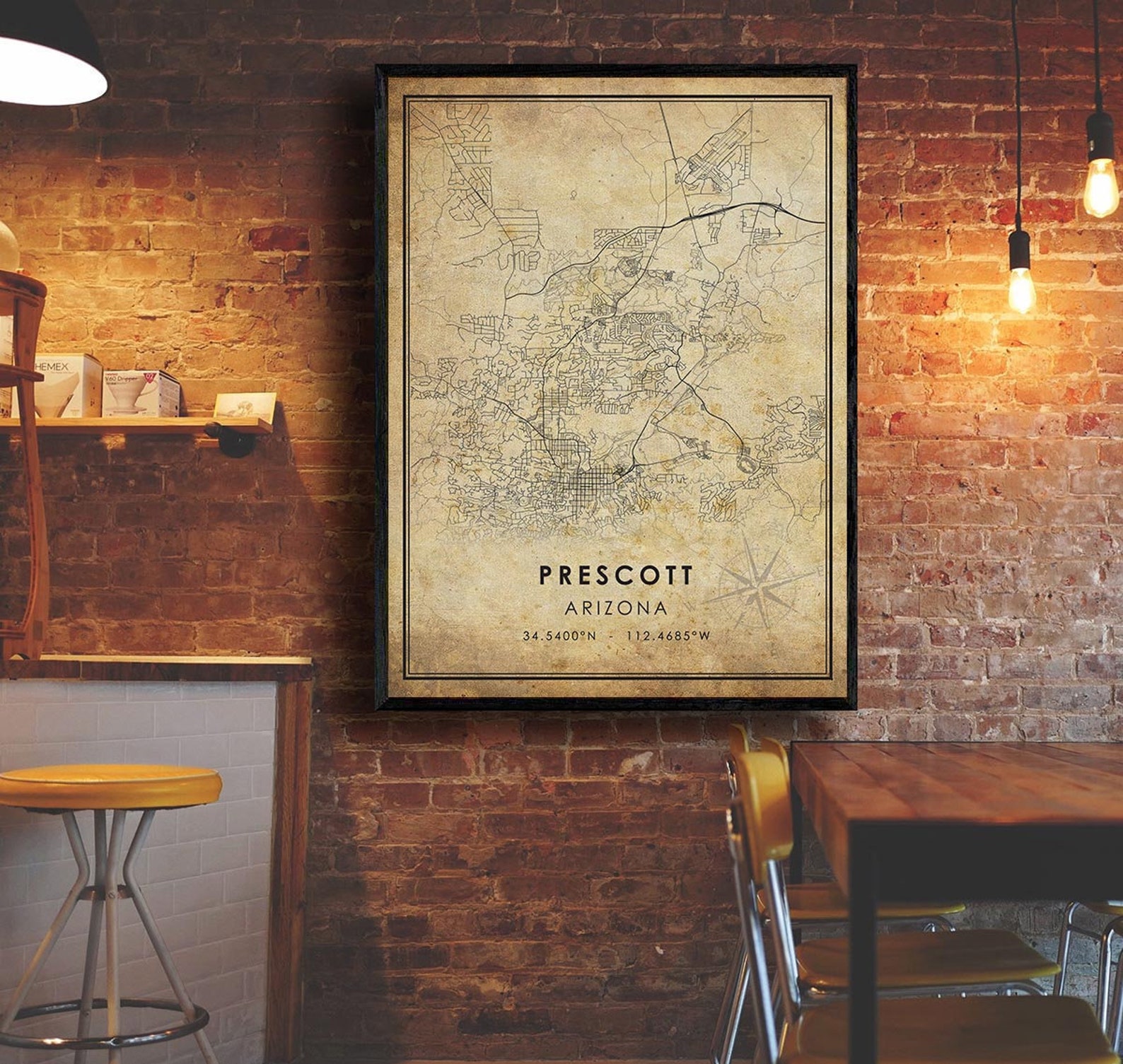 Prescott Vintage Map Print | Prescott Map | Arizona Map Art | Prescott ...