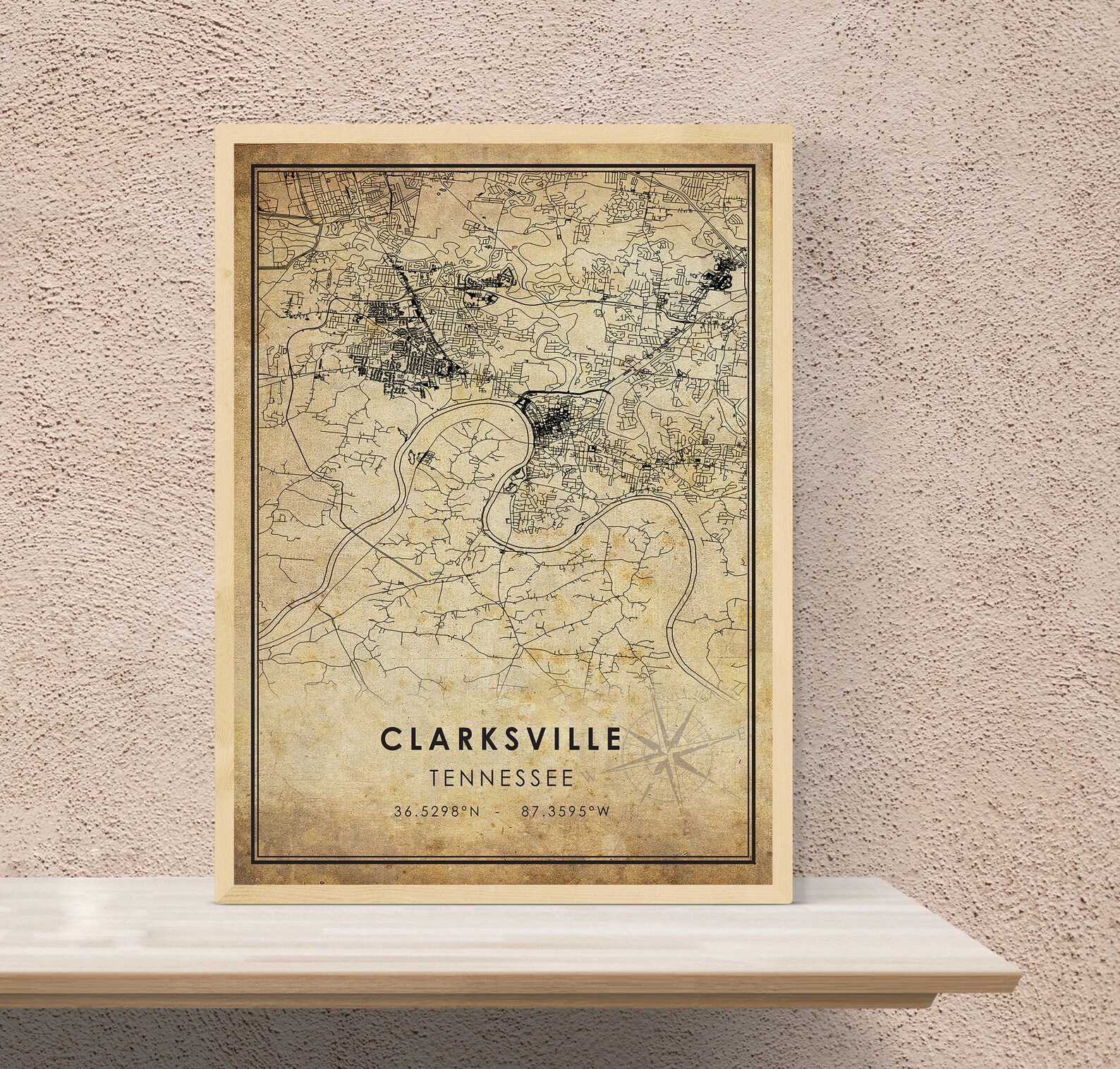 Clarksville Vintage Map Print Clarksville Map Tennessee | Etsy