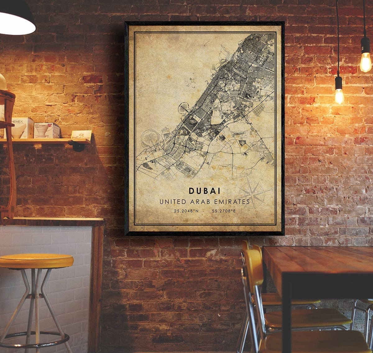Dubai Vintage Map Print Dubai Map UAE Map Art Dubai City - Etsy