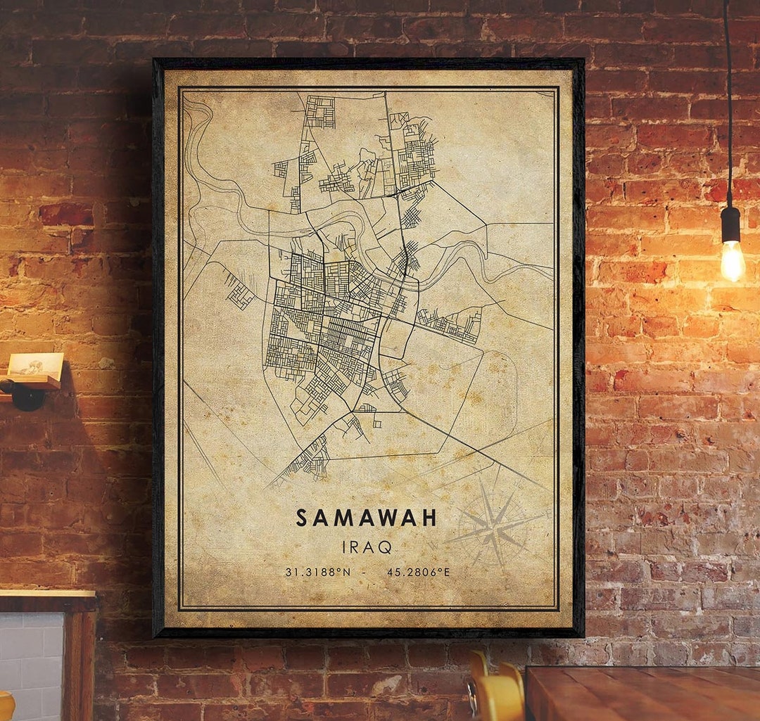 Samawah Map Print | Samawah Map | Iraq Map Art | Samawah City Road Map ...