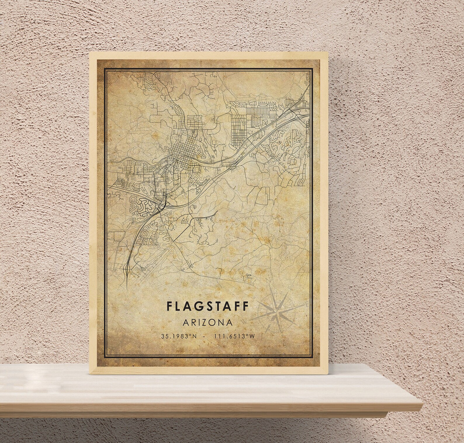 Flagstaff Vintage Map Print Flagstaff Map Arizona Map Art | Etsy