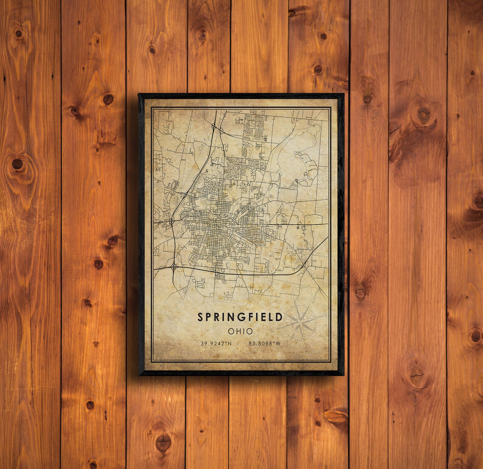 Springfield Vintage Map Print Springfield Ohio Map Art | Etsy