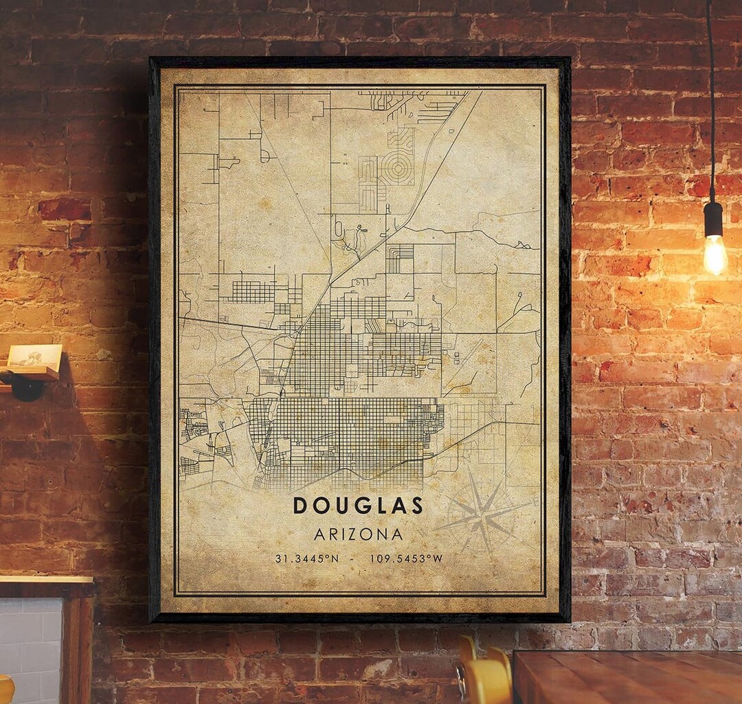 Douglas Map Print | Douglas Map | Arizona Map Art | Douglas City Road ...
