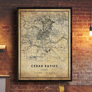 Cedar Rapids Vintage Map Print | Cedar Rapids Map | Iowa Map Art ...