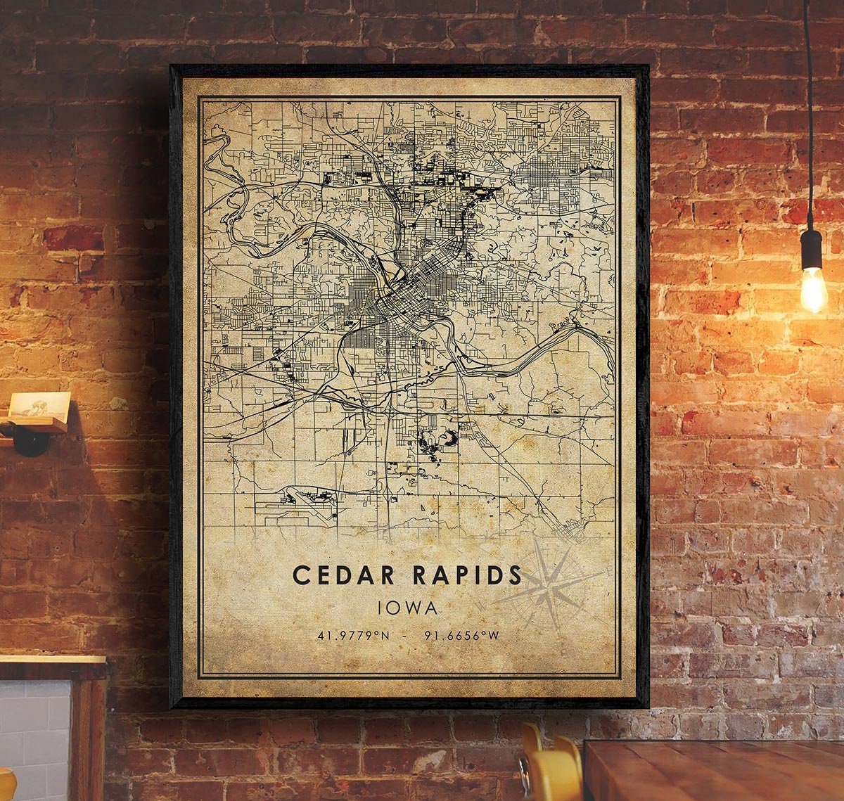 Cedar Rapids Vintage Map Print Cedar Rapids Map Iowa Map - Etsy