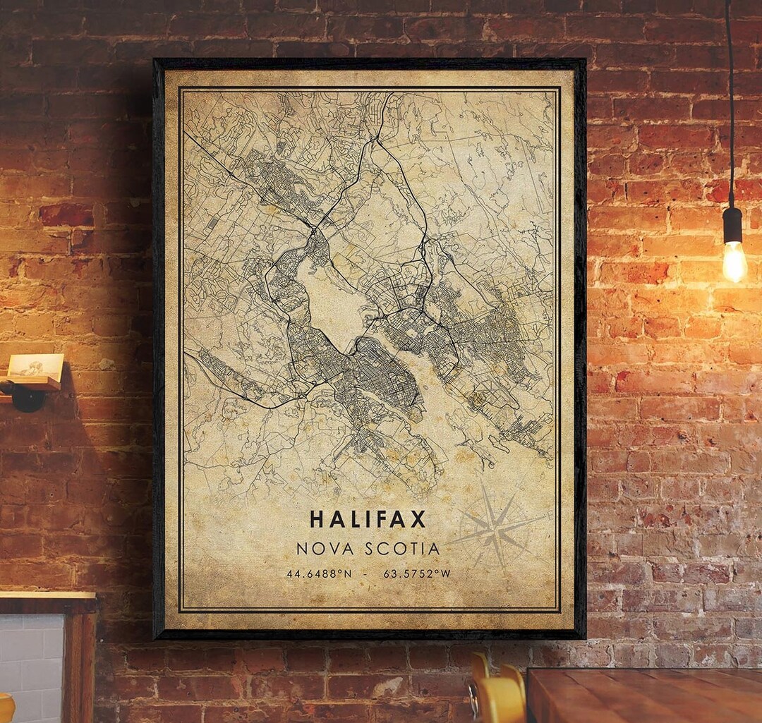 Halifax Vintage Map Print | Halifax Map | Nova Scotia Map Art | Halifax ...