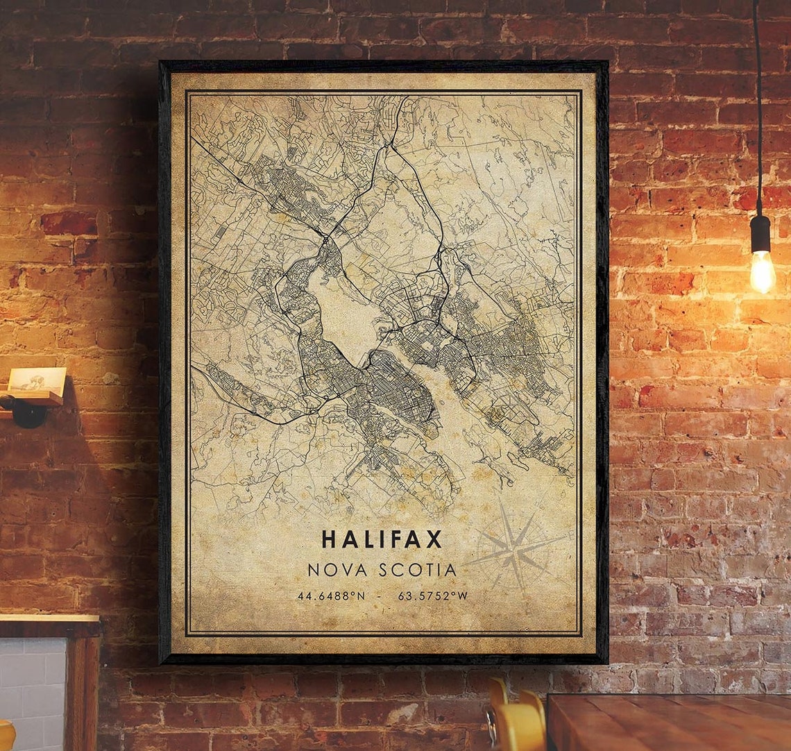 Halifax Vintage Map Print Halifax Map Nova Scotia Map Art - Etsy