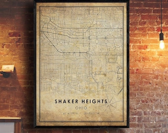 Shaker Heights Map Print, Shaker Heights Map Poster Wall Art, Oh City ...