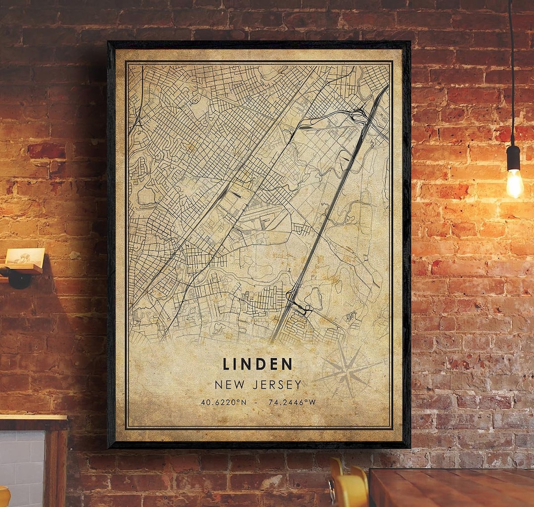 Linden Map Print | Linden Map | New Jersey Map Art | Linden City Road ...