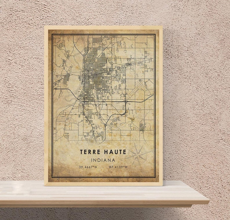 Terre Haute Map Print Terre Haute Map Indiana Map Art | Etsy