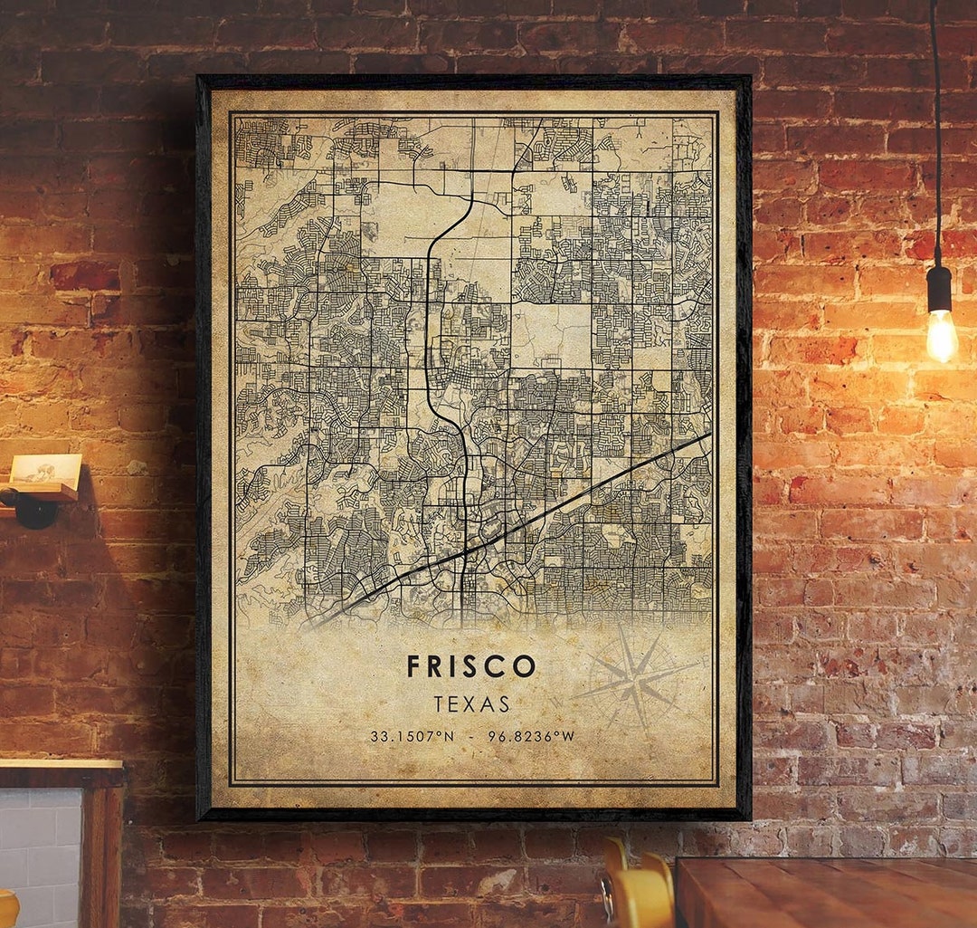 Frisco Map Print | Frisco Map | Texas Map Art | Frisco City Road Map ...