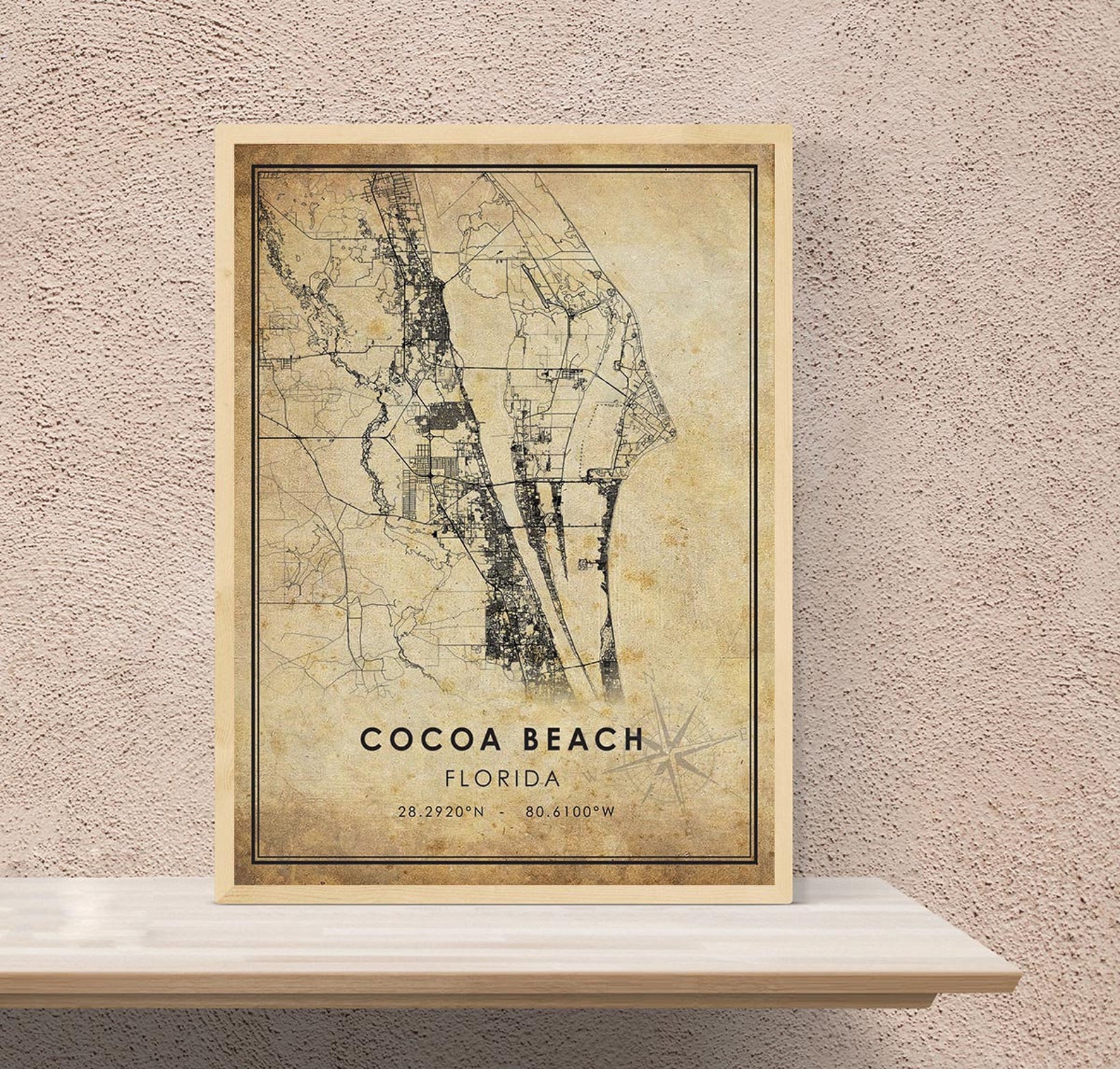 Cocoa Beach Map Print Cocoa Beach Map Florida Map Art | Etsy