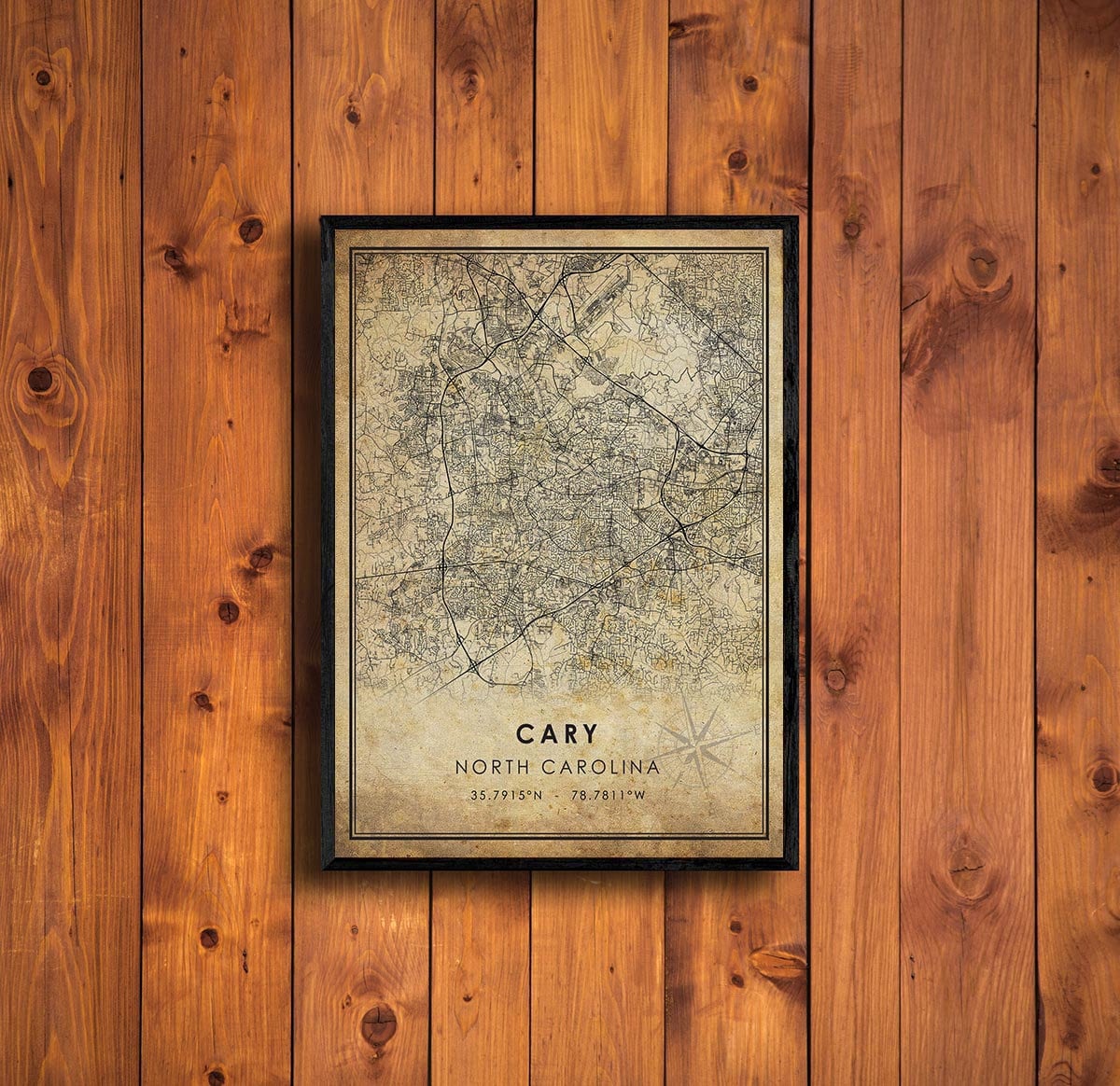 Cary Map Print Cary Map North Carolina Map Art Cary City | Etsy