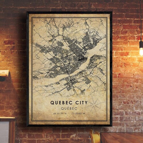 Quebec City Vintage Map Print Quebec City Map Canada Map - Etsy