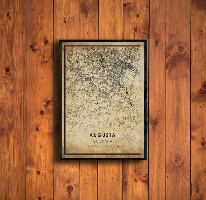 Augusta Vintage Map Print Augusta Map Georgia Map Art | Etsy