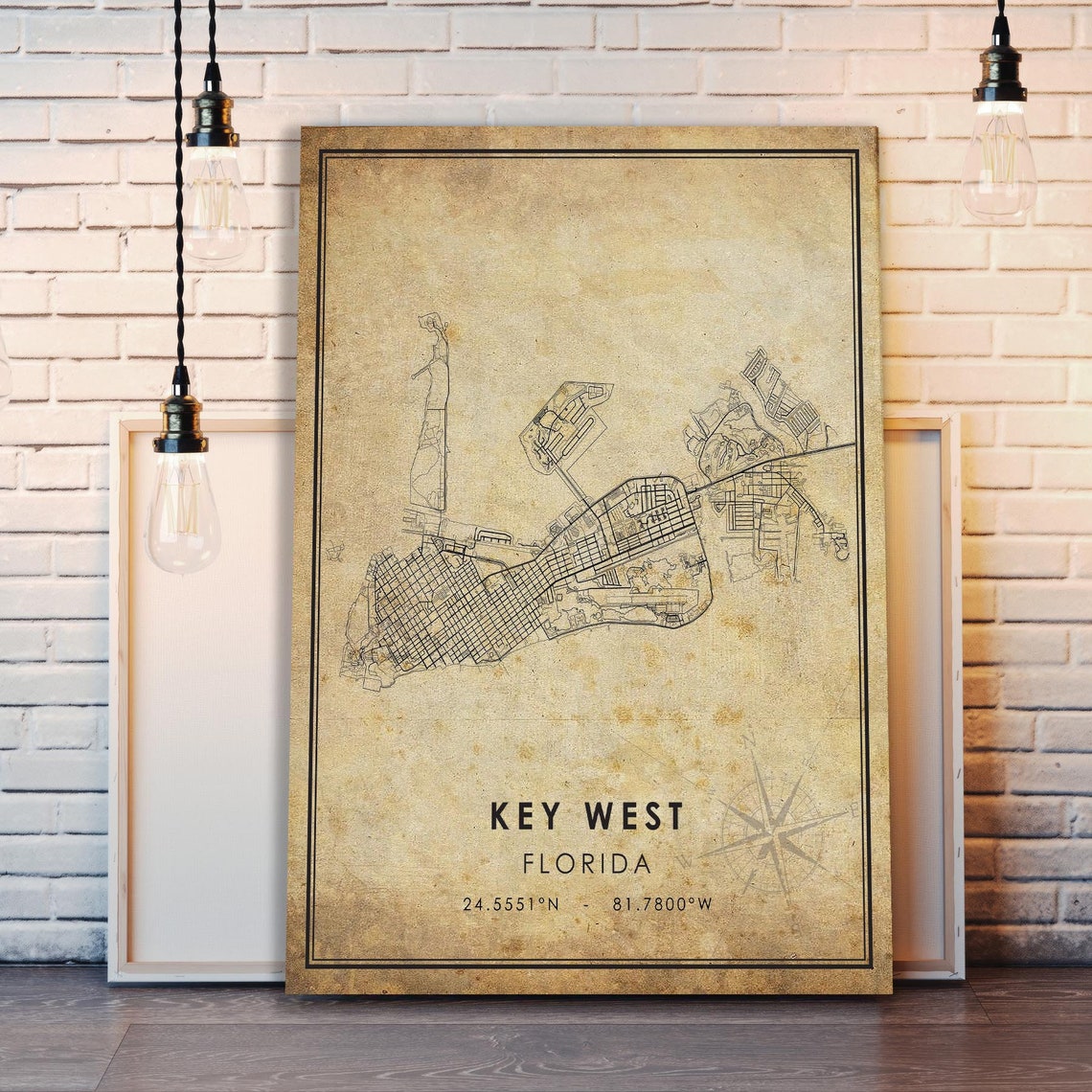 Key West Map Print Key West Map Florida Map Art Key West - Etsy