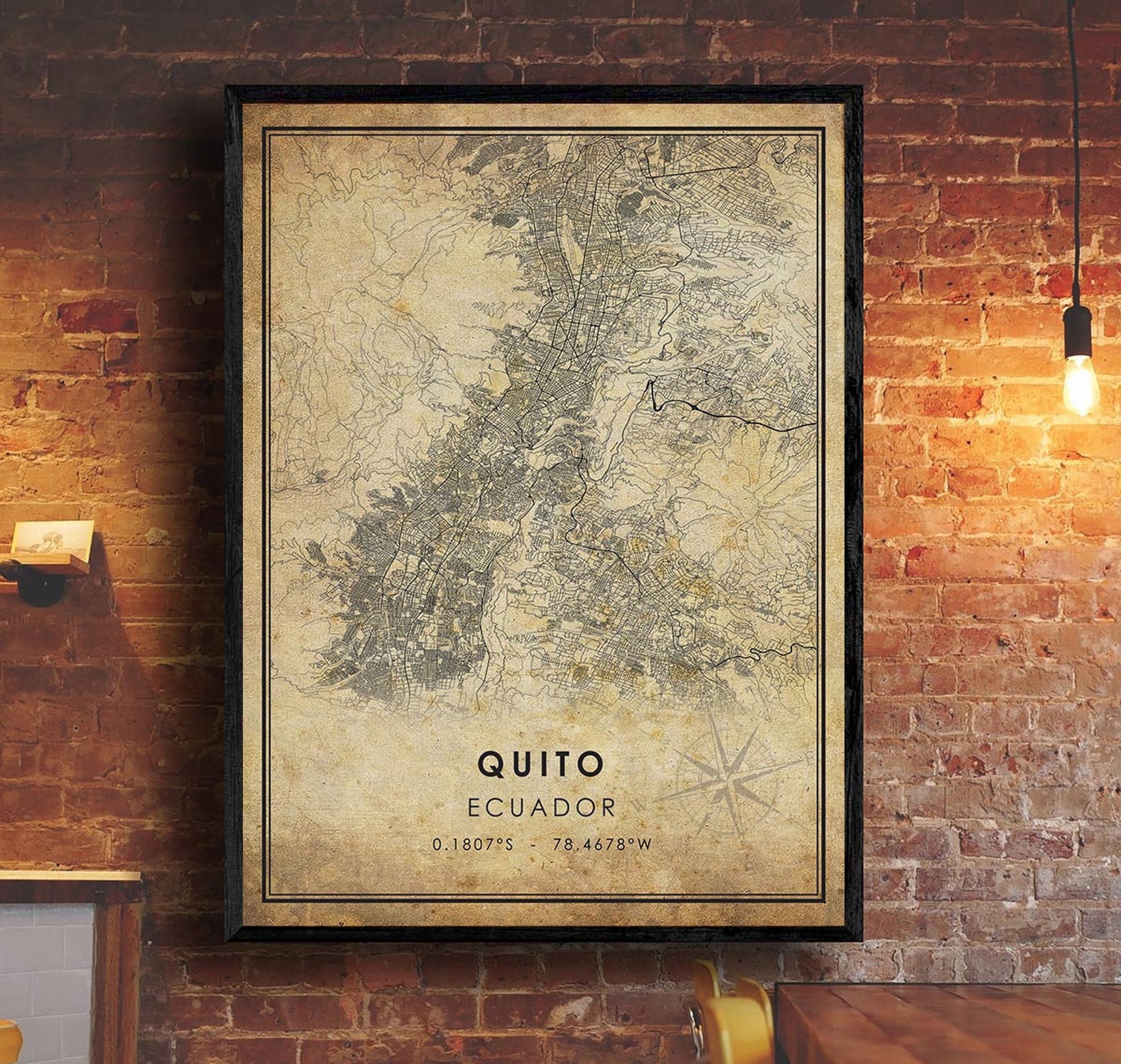 Quito Vintage Map Print Quito Map Ecuador Map Art Quito - Etsy