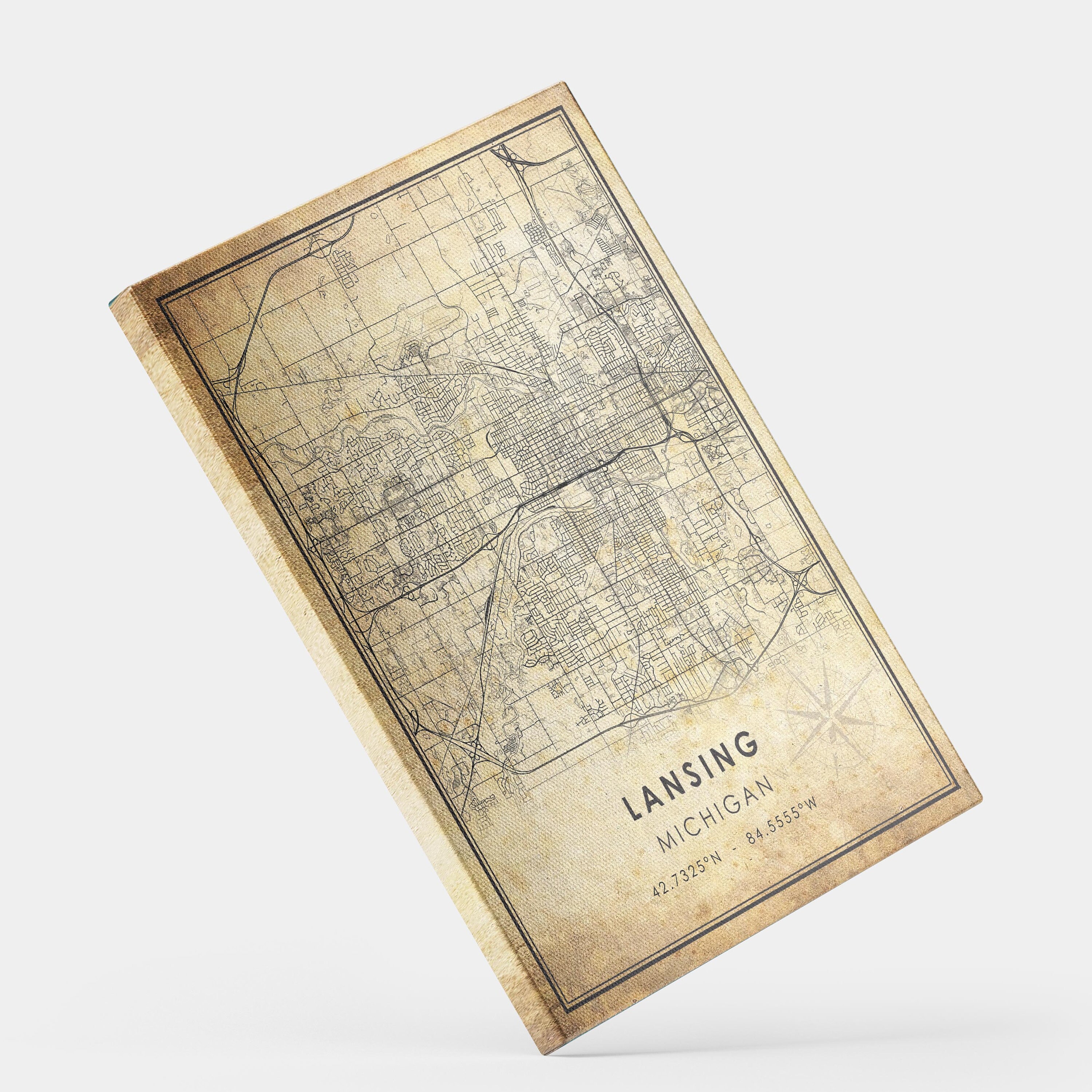 Lansing Map Print Lansing Map Michigan Map Art Lansing - Etsy