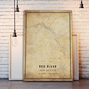 Red River Map Print | Red River Map | New Mexico Map Art | Red River ...