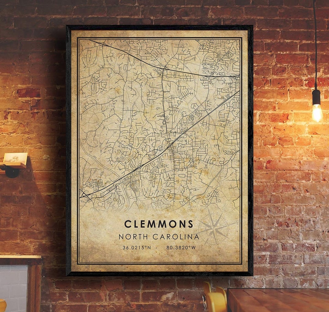Clemmons Map Print | Clemmons Map | North Carolina Map Art | Clemmons ...