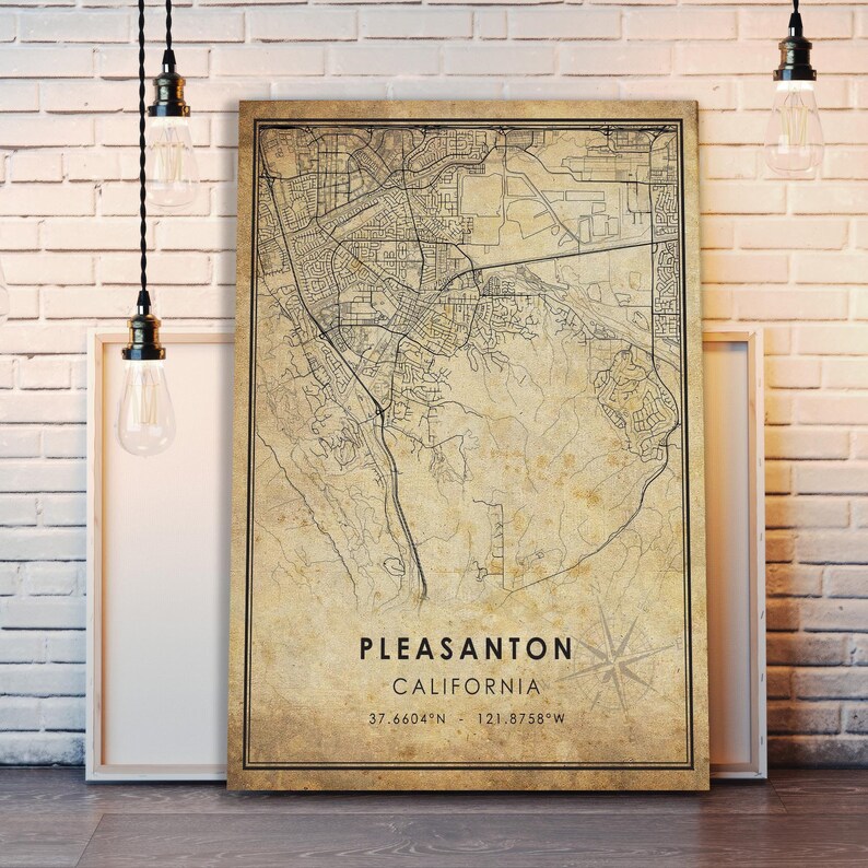 Pleasanton Vintage Map Print Pleasanton Map California Map - Etsy