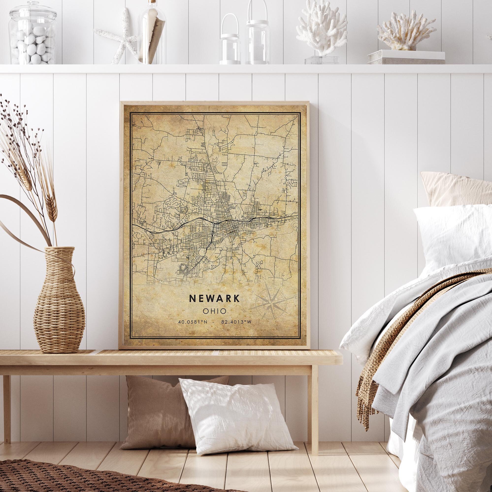 Newark Map Print | Newark Map | Ohio Map Art | Newark City Road Map ...
