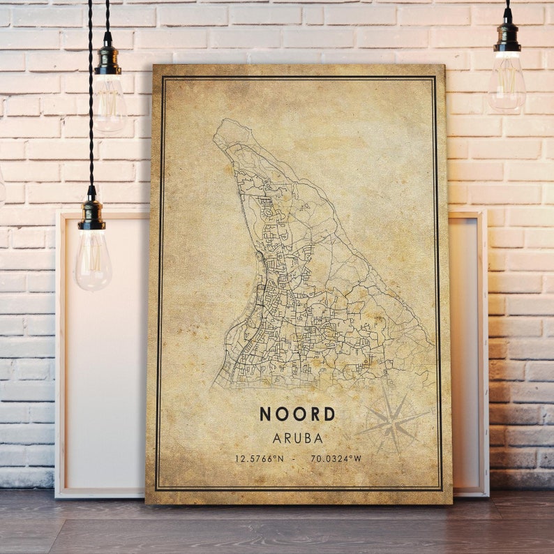 Noord Vintage Map Print Noord Map Aruba Map Art Noord - Etsy