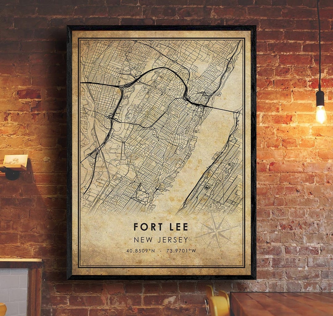 Fort Lee Vintage Map Print | Fort Lee Map | New Jersey Map Art | Fort ...