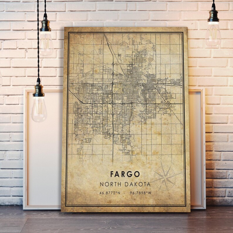 Fargo Vintage Map Print Fargo Map North Dakota Map Art - Etsy