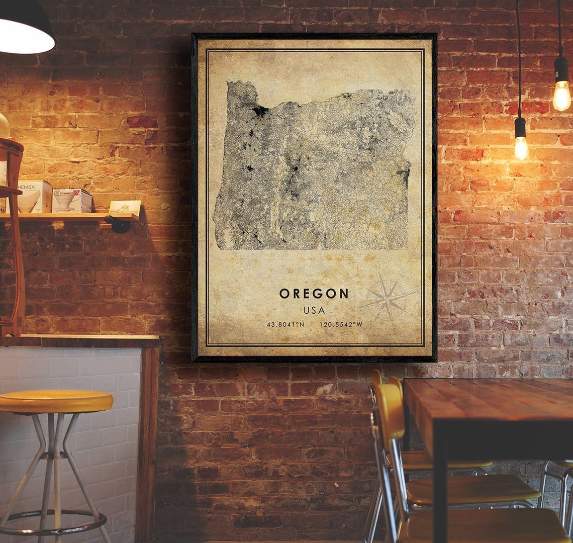 Oregon Vintage Map Print Oregon Map USA State Map Art - Etsy