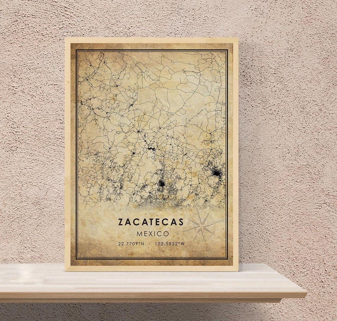 Zacatecas Map Print Zacatecas Map Mexico Map Art - Etsy