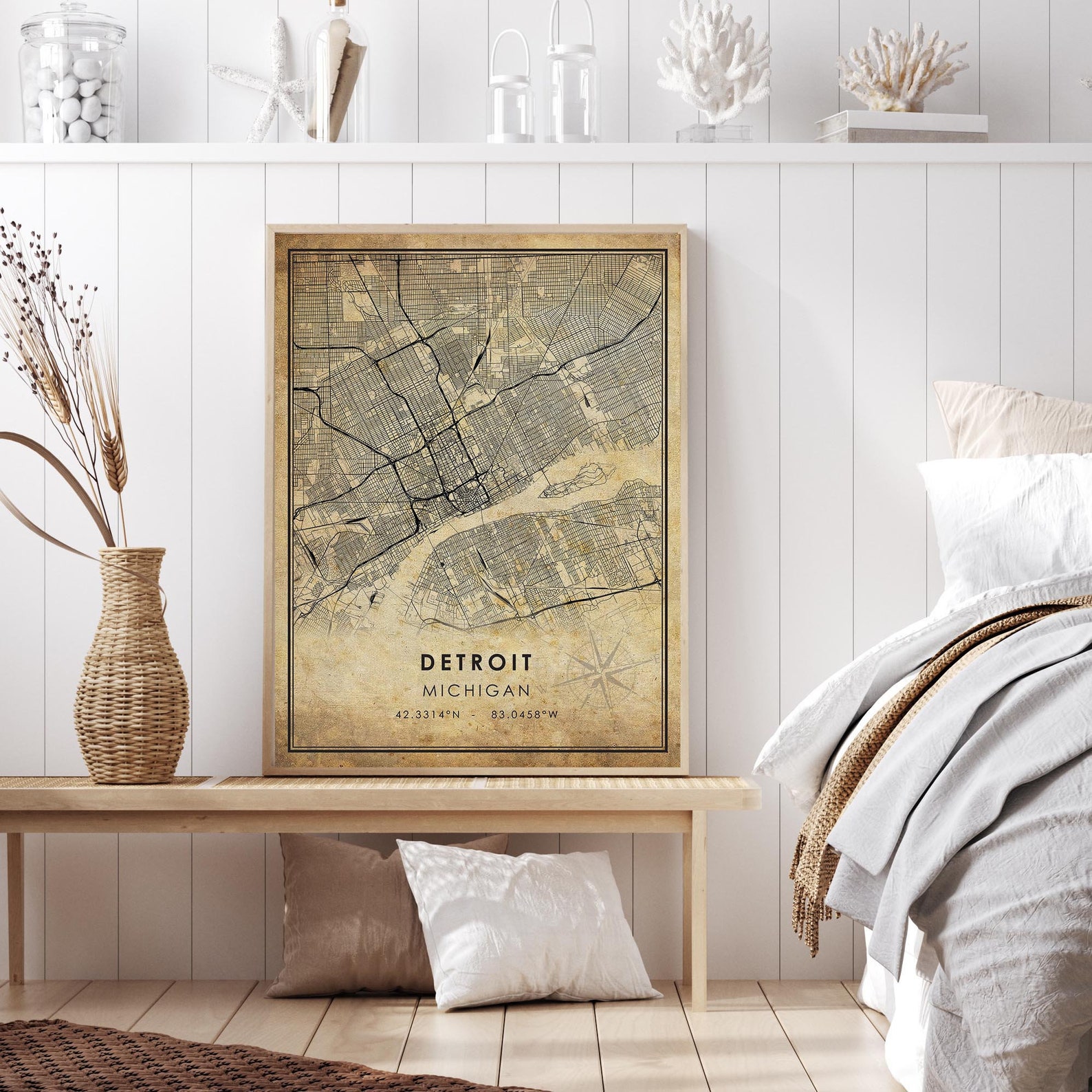 Detroit Vintage Map Print Detroit Map Michigan Map Art - Etsy